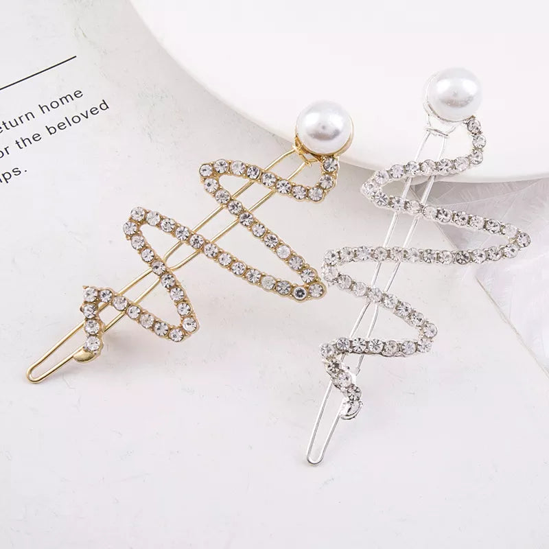 WREN Crystal and Faux Pearl Wave Shape Hair Clips – Bali Lumbung