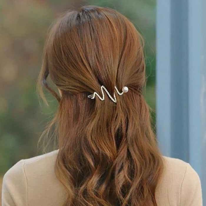 WREN Crystal and Faux Pearl Wave Shape Hair Clips – Bali Lumbung